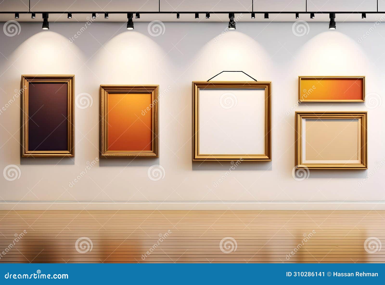 3 Blank Hanging Individual Frames in an Art Gallery Museum Exhibition ...