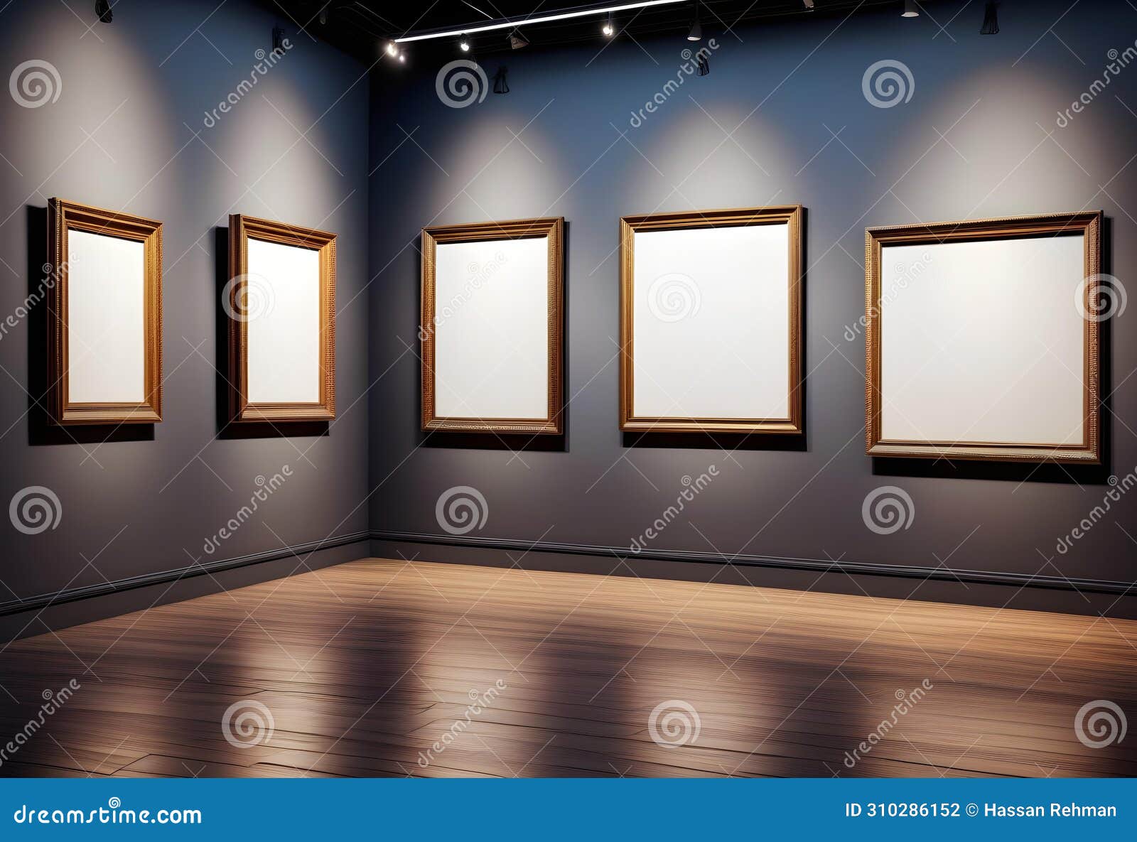 3 Blank Hanging Individual Frames In An Art Gallery Museum Exhibition ...