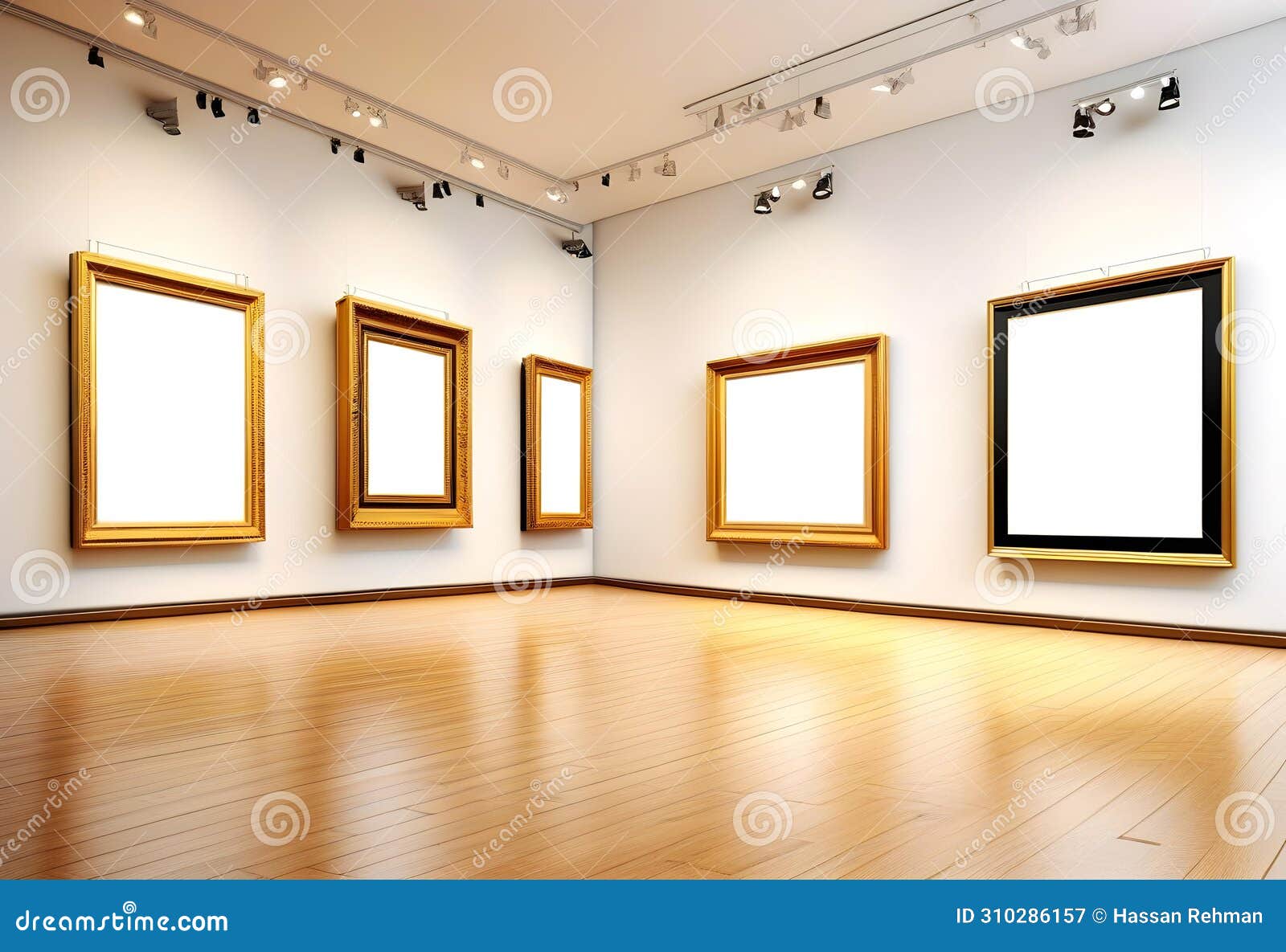 3 Blank Hanging Individual Frames In An Art Gallery Museum Exhibition ...