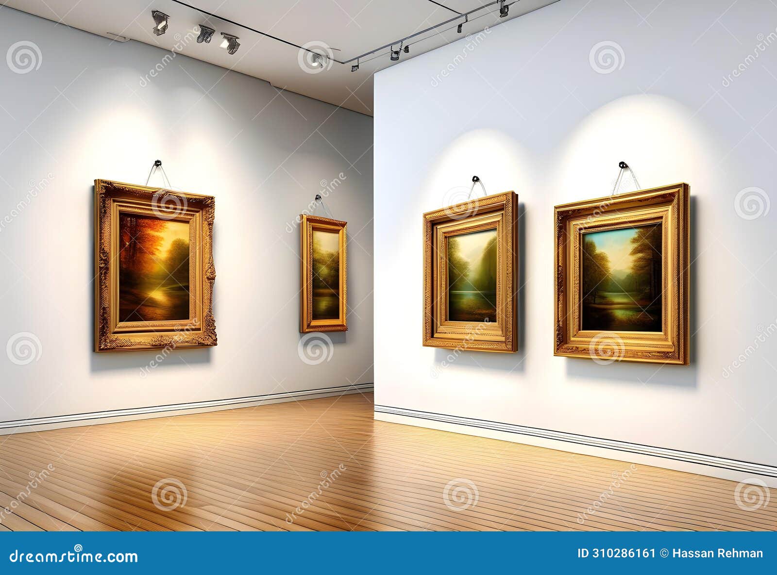 3 Blank Hanging Individual Frames In An Art Gallery Museum Exhibition ...