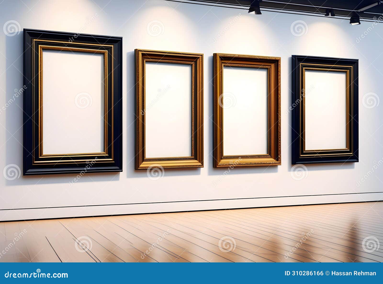 3 Blank Hanging Individual Frames in an Art Gallery Museum Exhibition ...