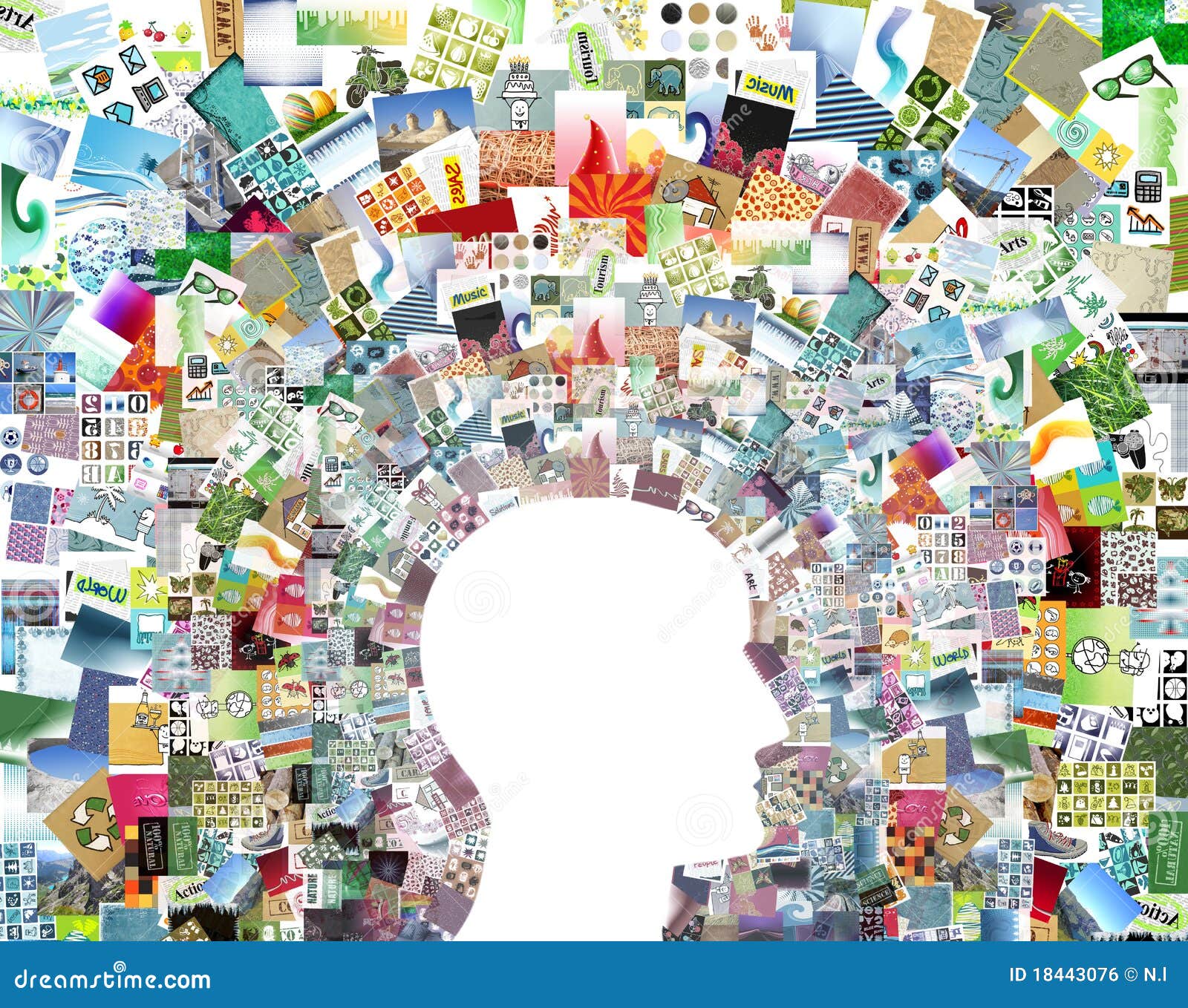 Blank Head & Patchwork Collage Stock Illustration - Illustration of ...