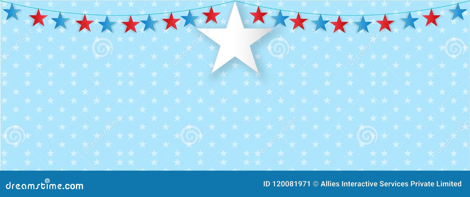 Blank Header or Banner Design with Bunting Stars on Blue Background ...