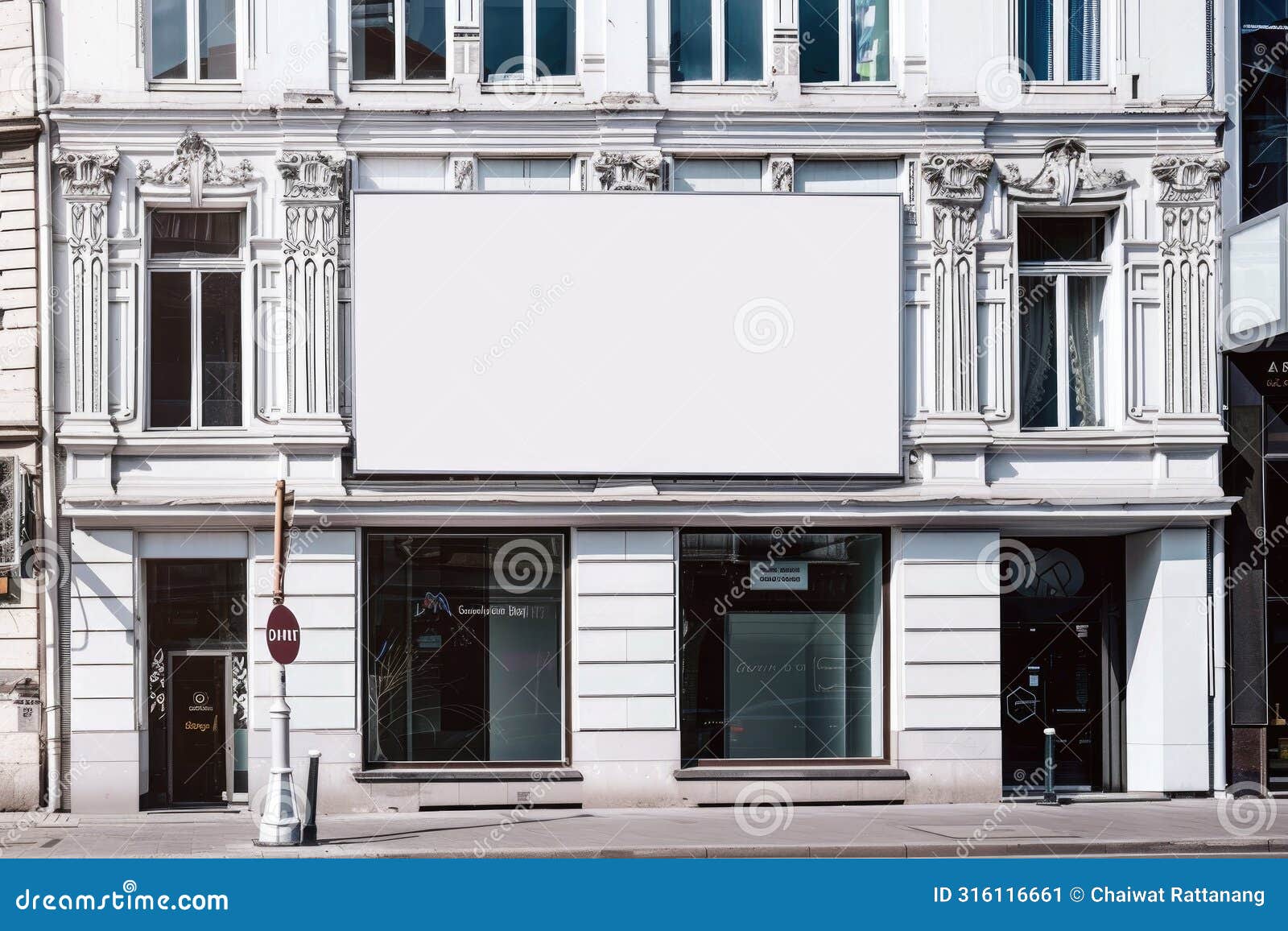 Blank Horizontal Billboard Mockup on a Building. Stock Image - Image of ...