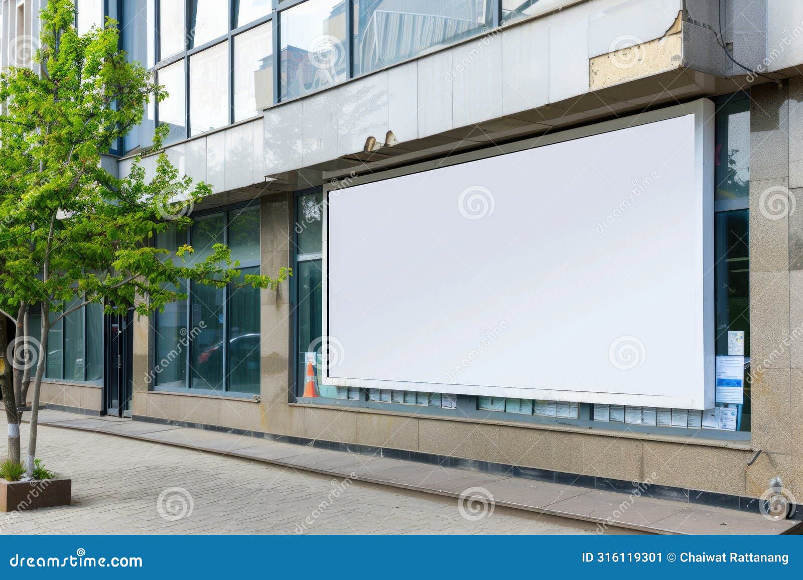 Blank Horizontal Billboard Mockup on a Building. Stock Image - Image of ...