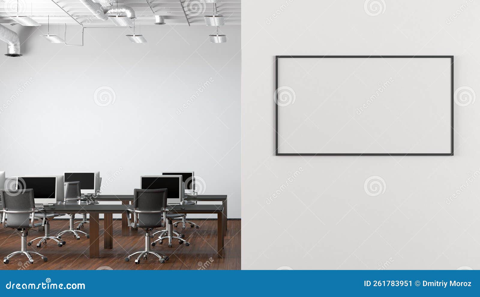 Blank Horizontal Poster Mock Up on the Wall of Modern Office Interior ...