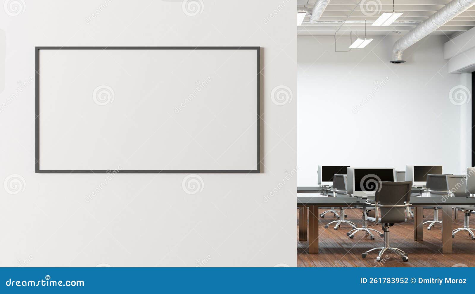 Blank Horizontal Poster Mock Up on the Wall of Modern Office Interior ...