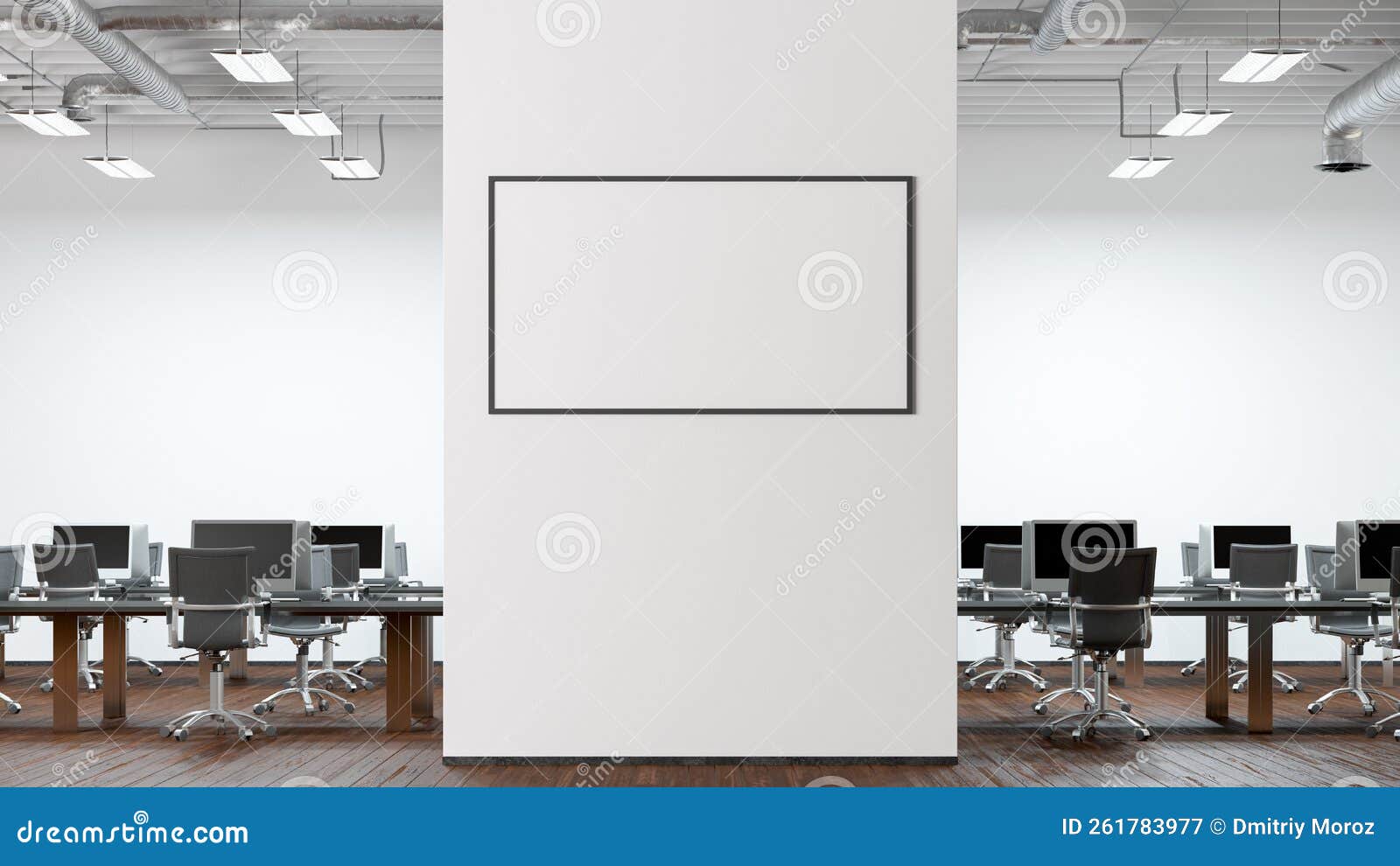 Blank Horizontal Poster Mock Up on the Wall of Modern Office Interior ...