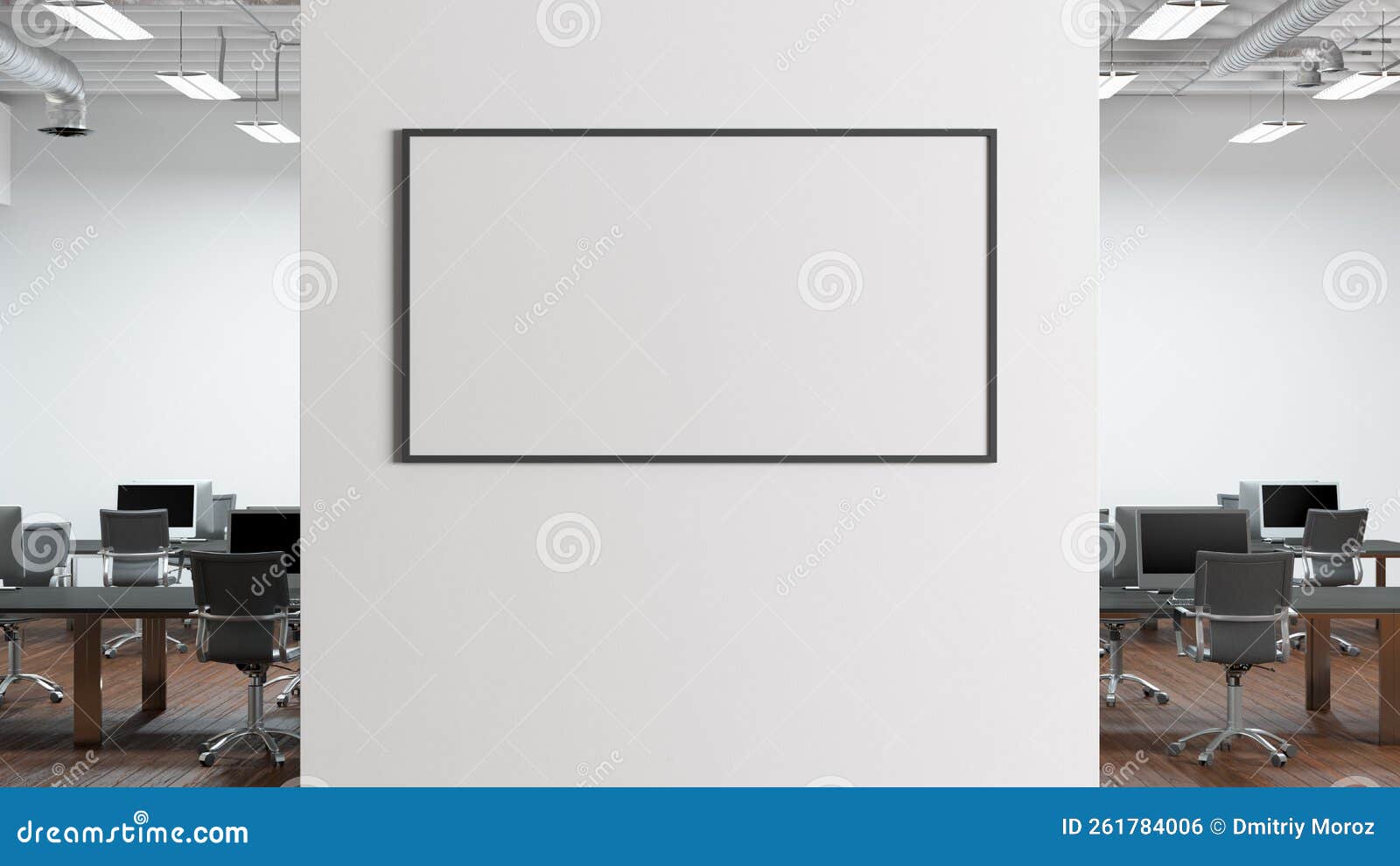 Blank Horizontal Poster Mock Up on the Wall of Modern Office Interior ...