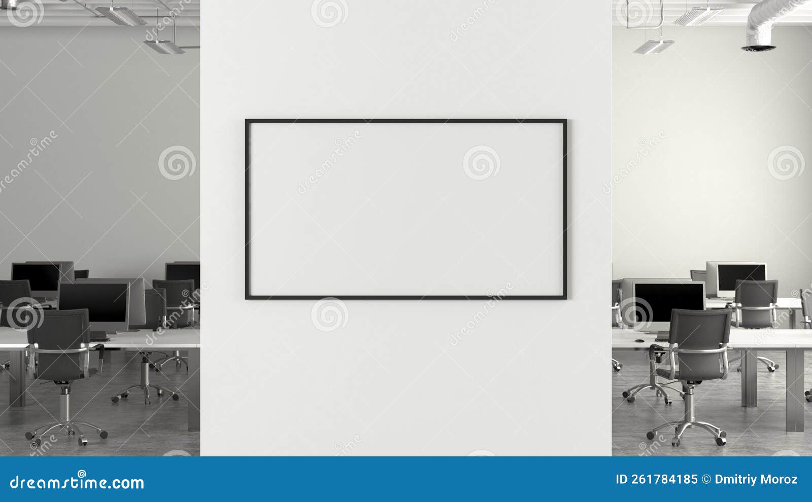 Blank Horizontal Poster Mock Up on the Wall of Modern Office Interior ...