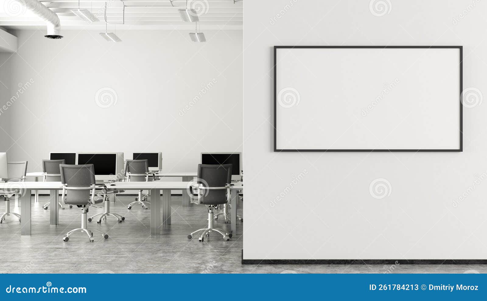 Blank Horizontal Poster Mock Up on the Wall of Modern Office Interior ...