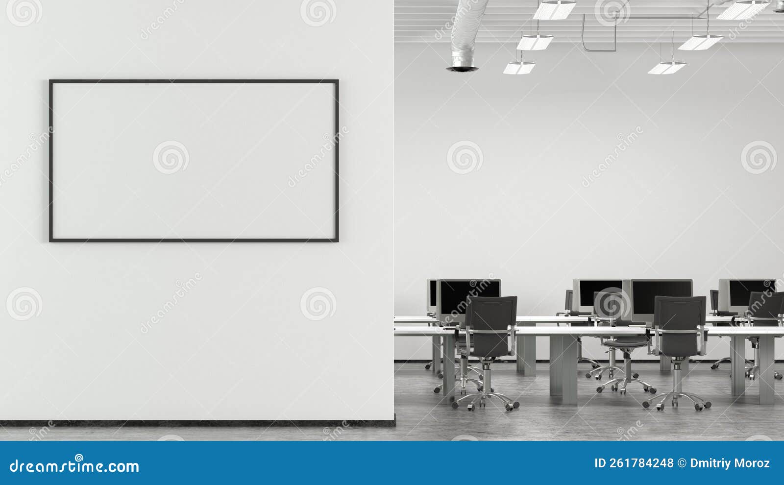 Blank Horizontal Poster Mock Up on the Wall of Modern Office Interior ...