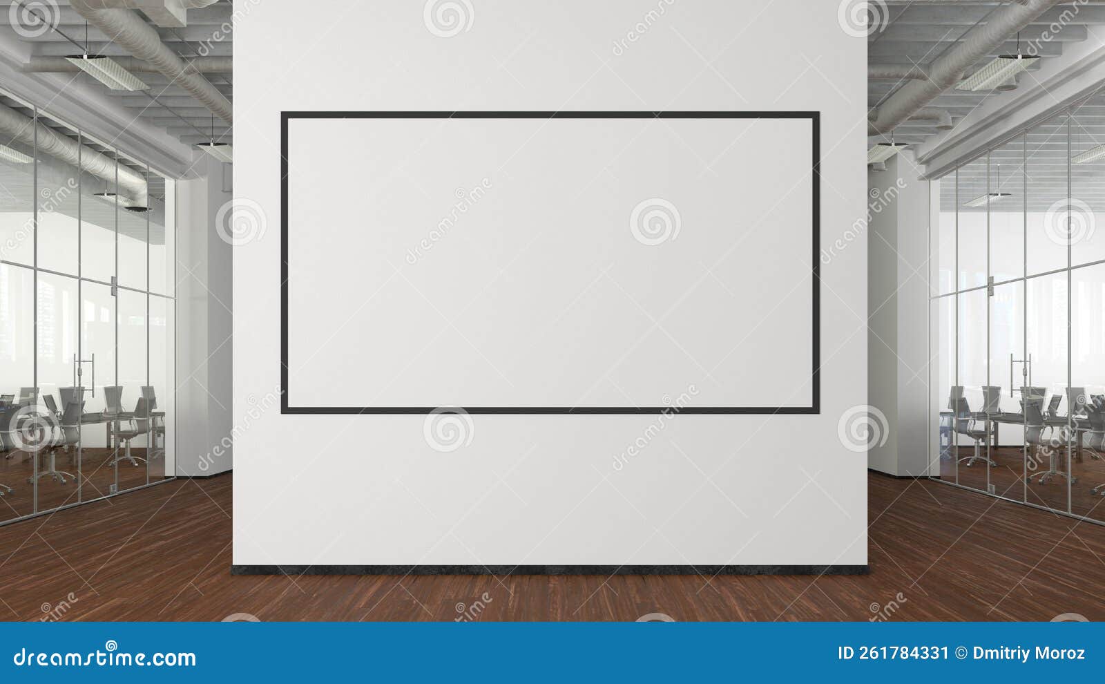 Blank Horizontal Poster Mock Up on the Wall of Modern Office Interior ...