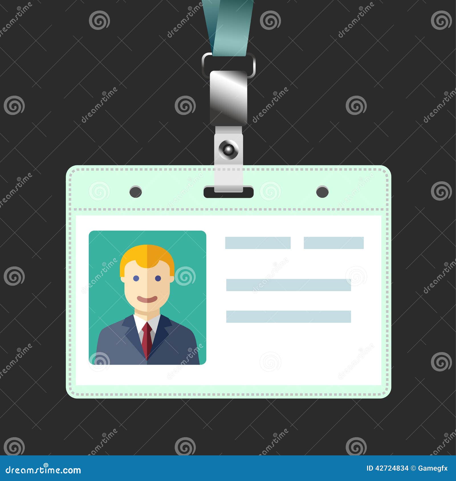 Blank Id Badge, Name Tag Holder with Avatar Stock Vector - Illustration ...