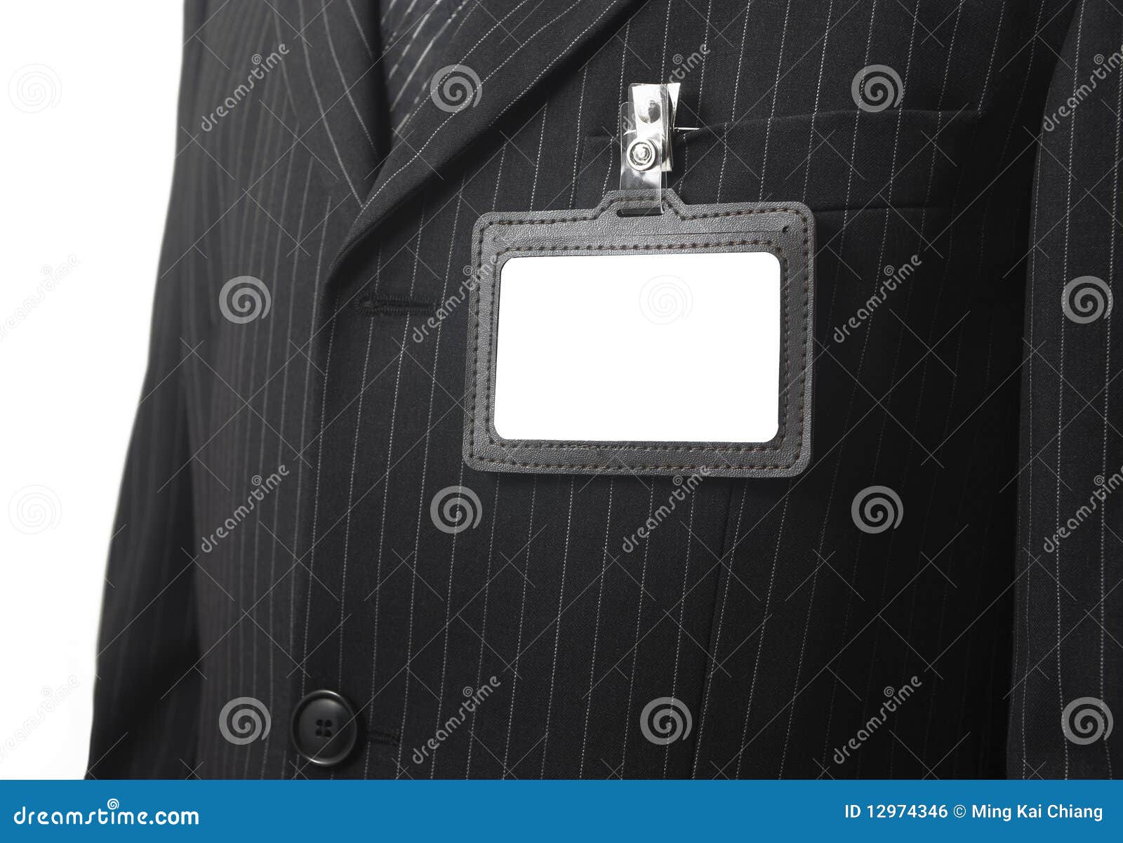 Blank id card on suit stock photo. Image of business - 12974346