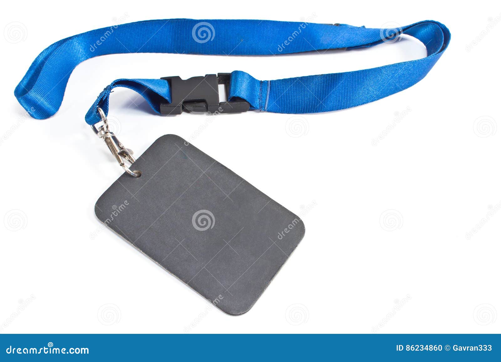 Blank ID Card Tag with Blue Ribbon Isolated Stock Photo - Image of blue ...