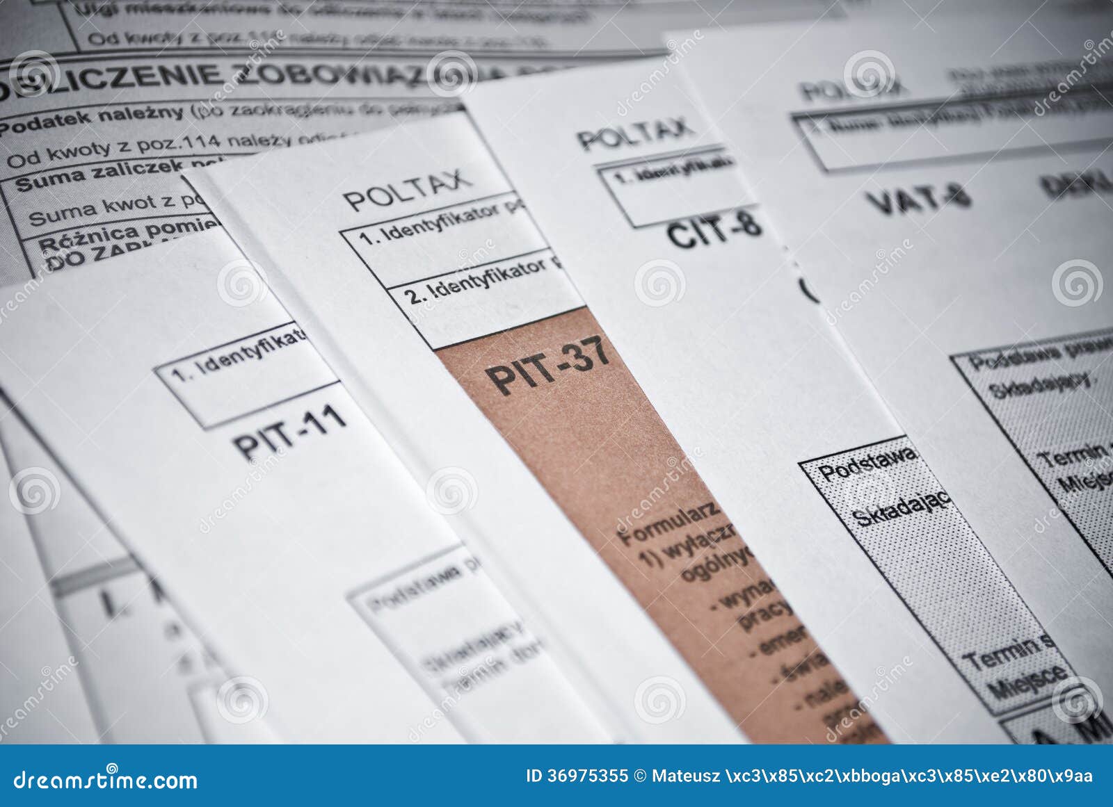 Blank Income Tax Forms. Polish Forms PIT CIT And VAT Stock Image ...