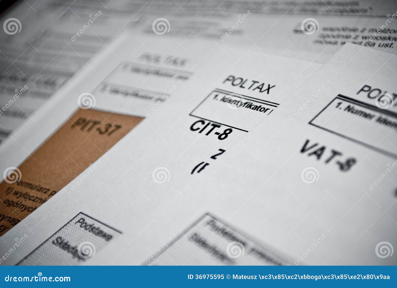 Blank Income Tax Forms. Polish Forms PIT CIT And VAT Royalty-Free Stock ...