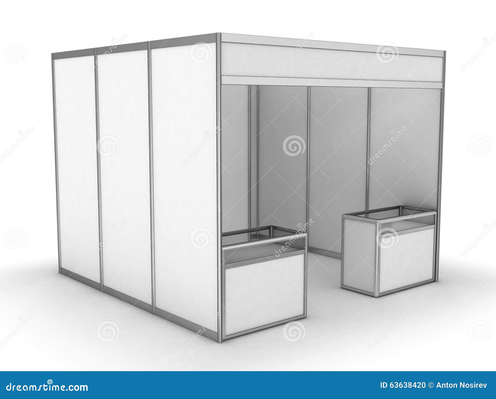 3x4 Blank Indoor Exhibition Trade Booth 3D Render On White Background ...