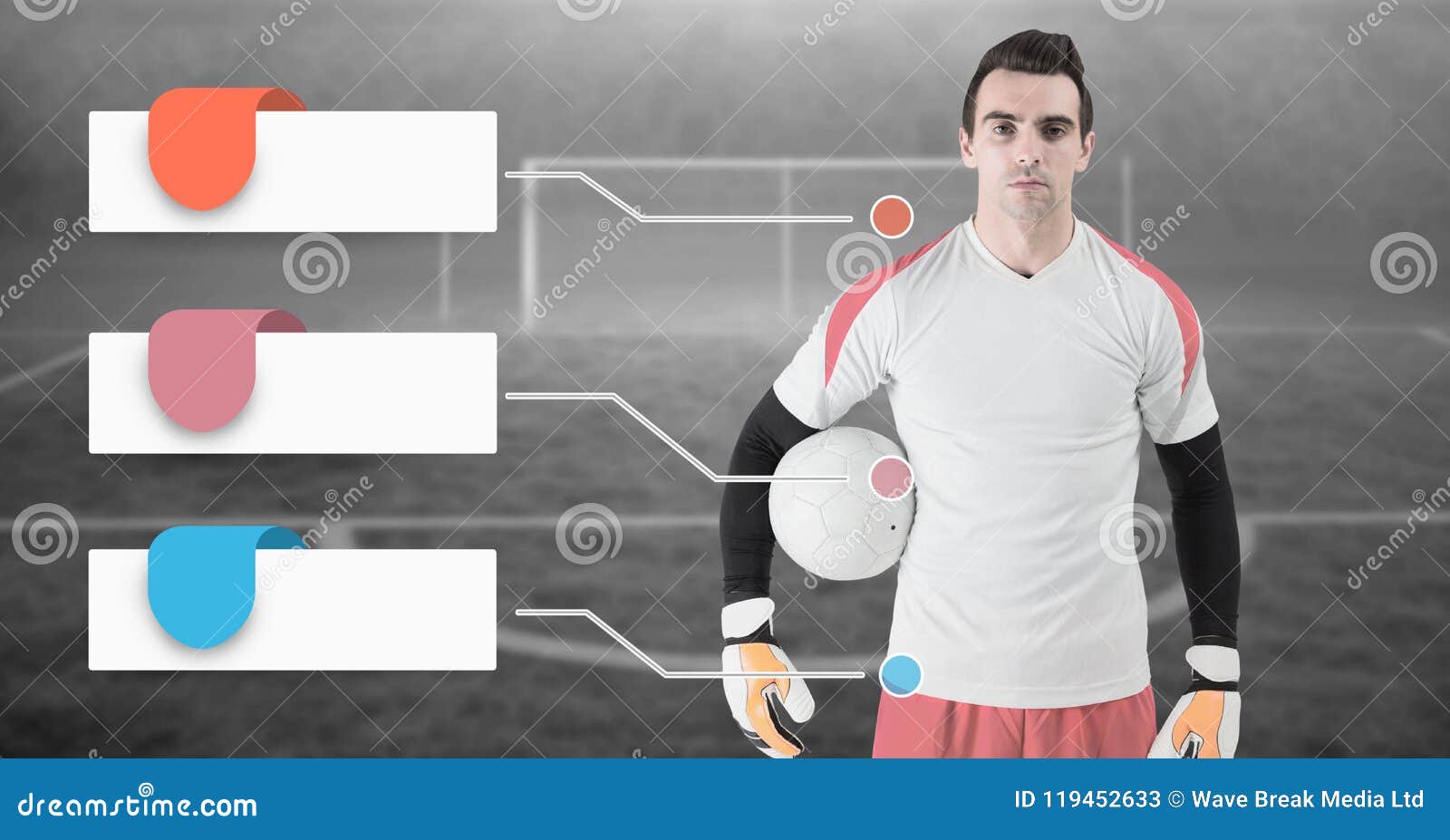 Blank Infographic Panels and Soccer Goalkeeper Stock Image - Image of ...