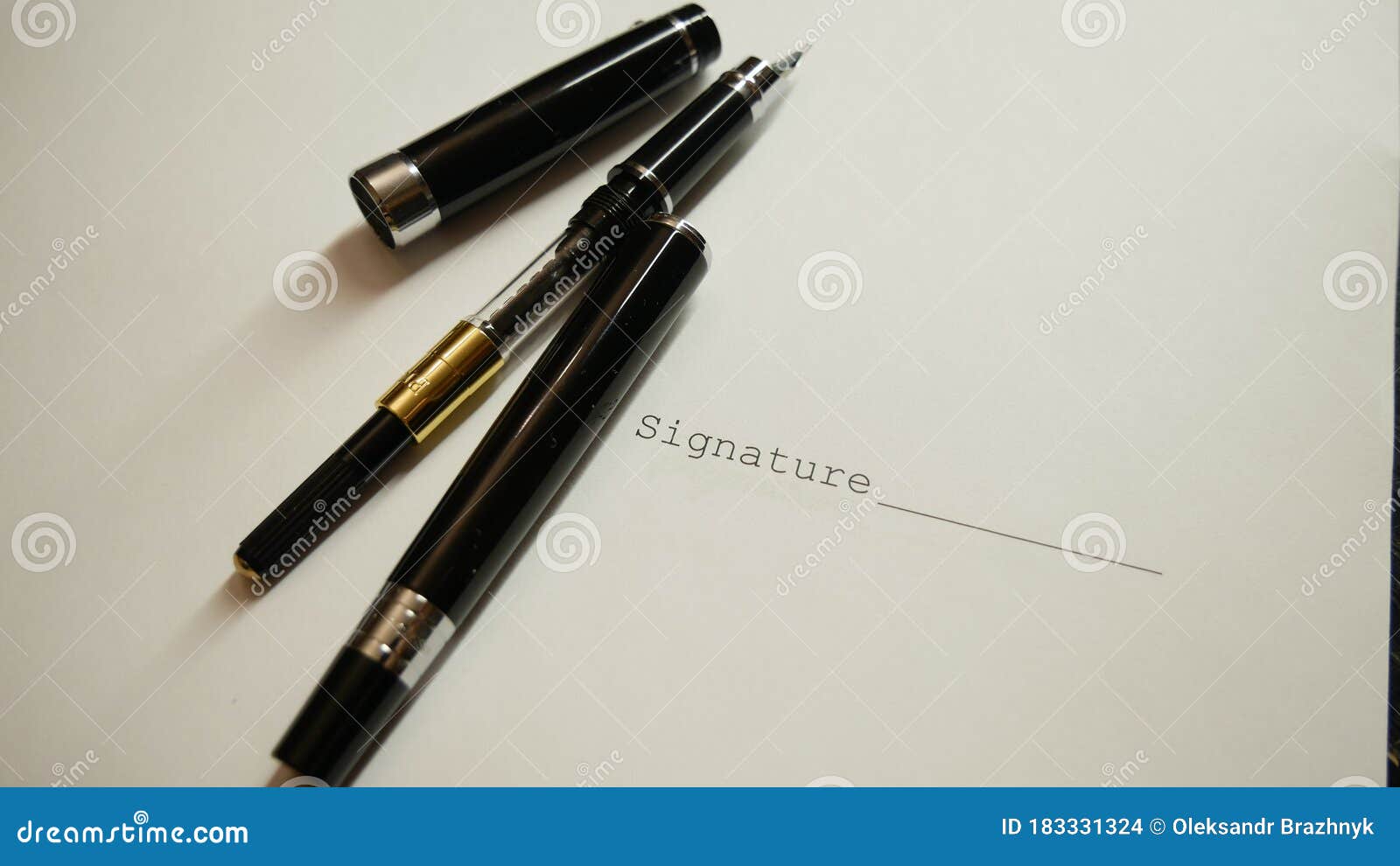 Blank Ink Pen without Ink Near the Signature of the Document Stock ...