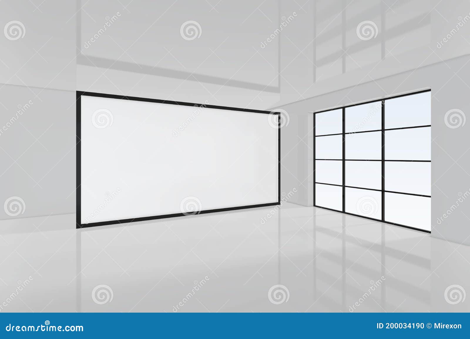 Blank Interior Office with Billboard. White Wall in Empty Room Stock ...