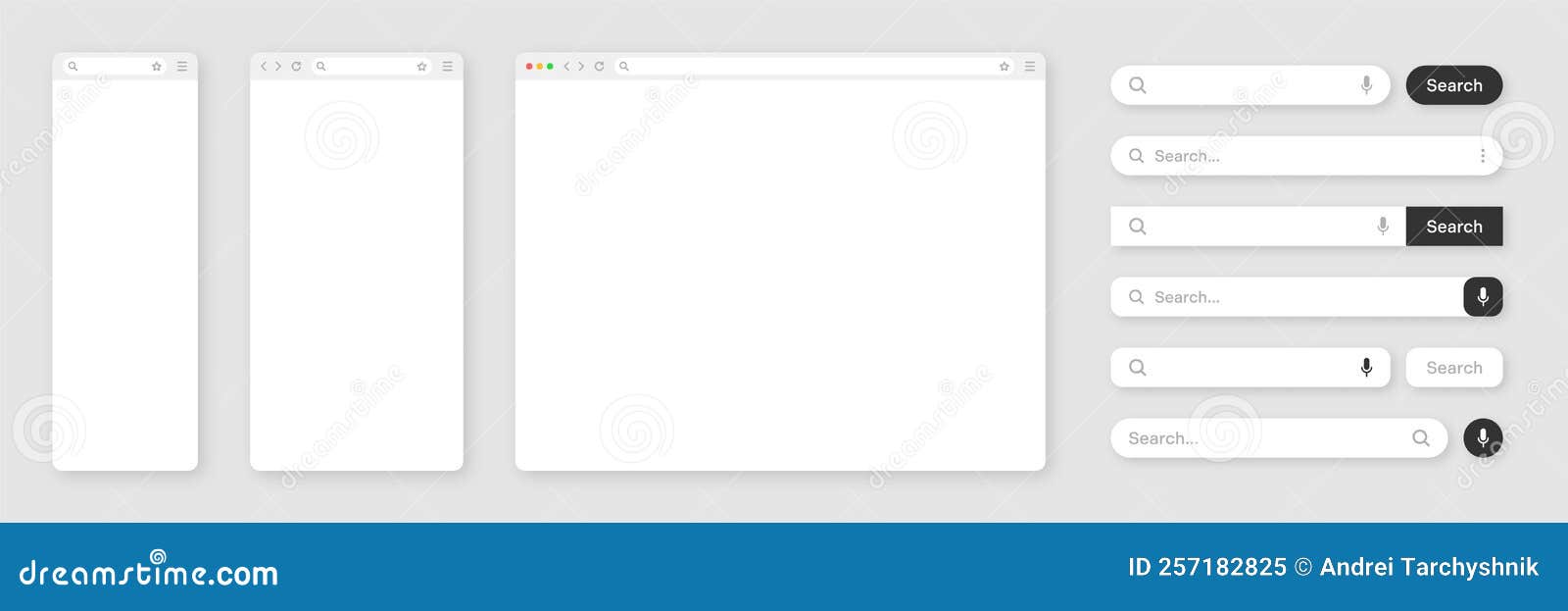 Blank Internet Browser Window with Various Search Bar Templates. Web ...