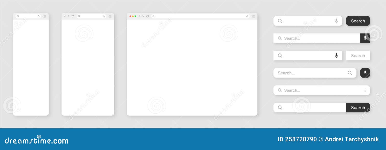 Blank Internet Browser Window with Various Search Bar Templates. Web ...