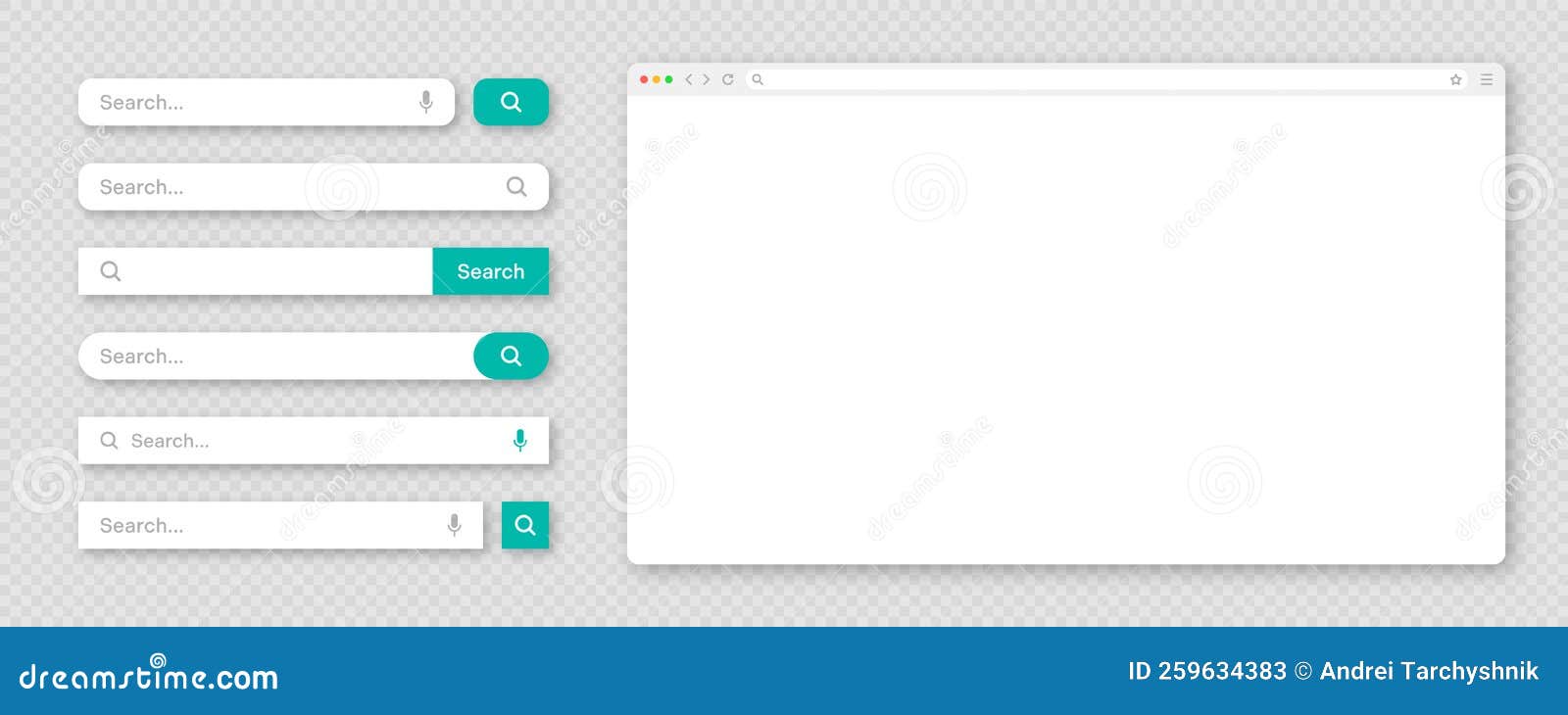 Blank Internet Browser Window with Various Search Bar Templates. Web ...