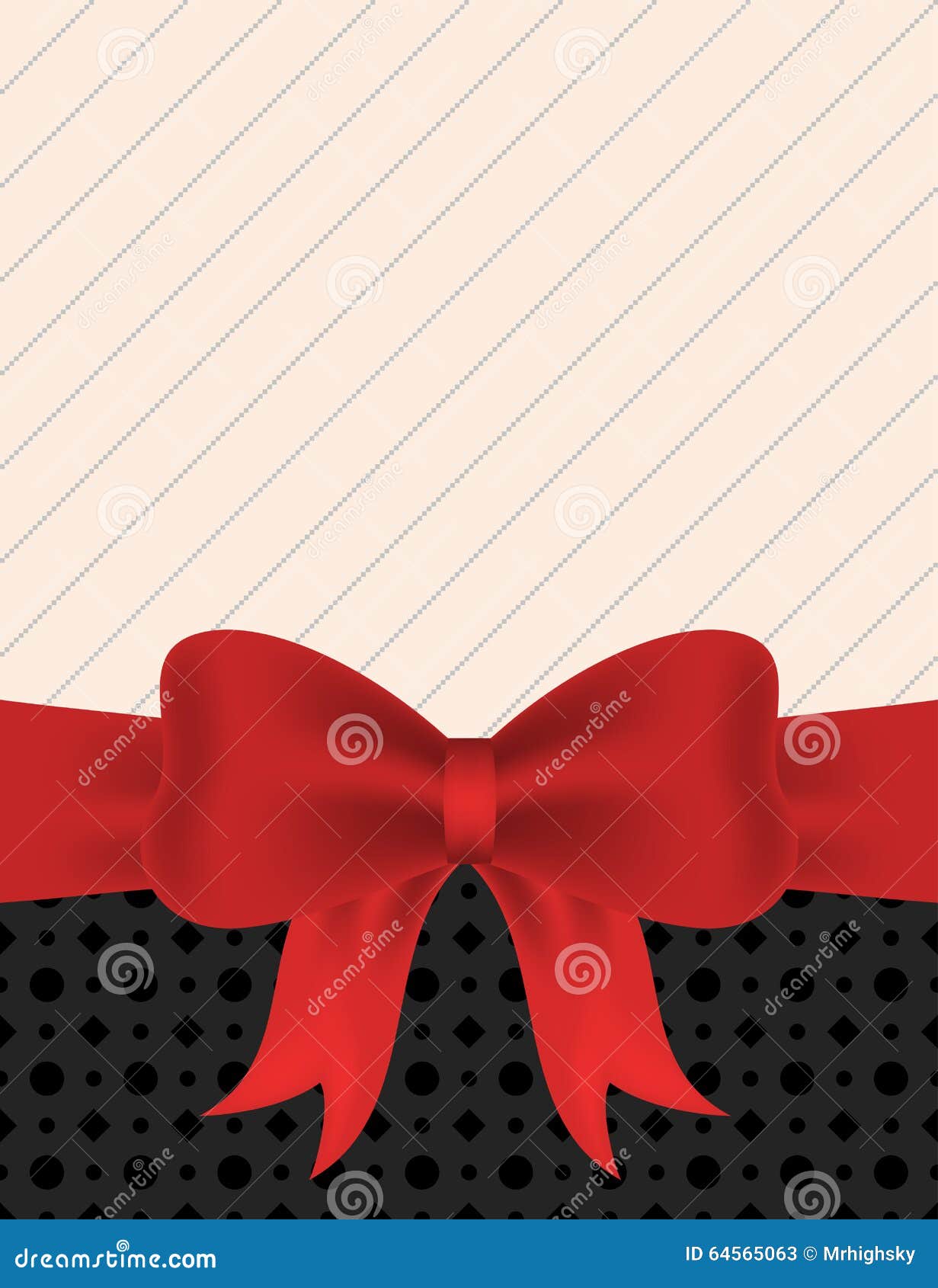 Blank Invitation with Red Ribbon Bow Stock Vector - Illustration of ...