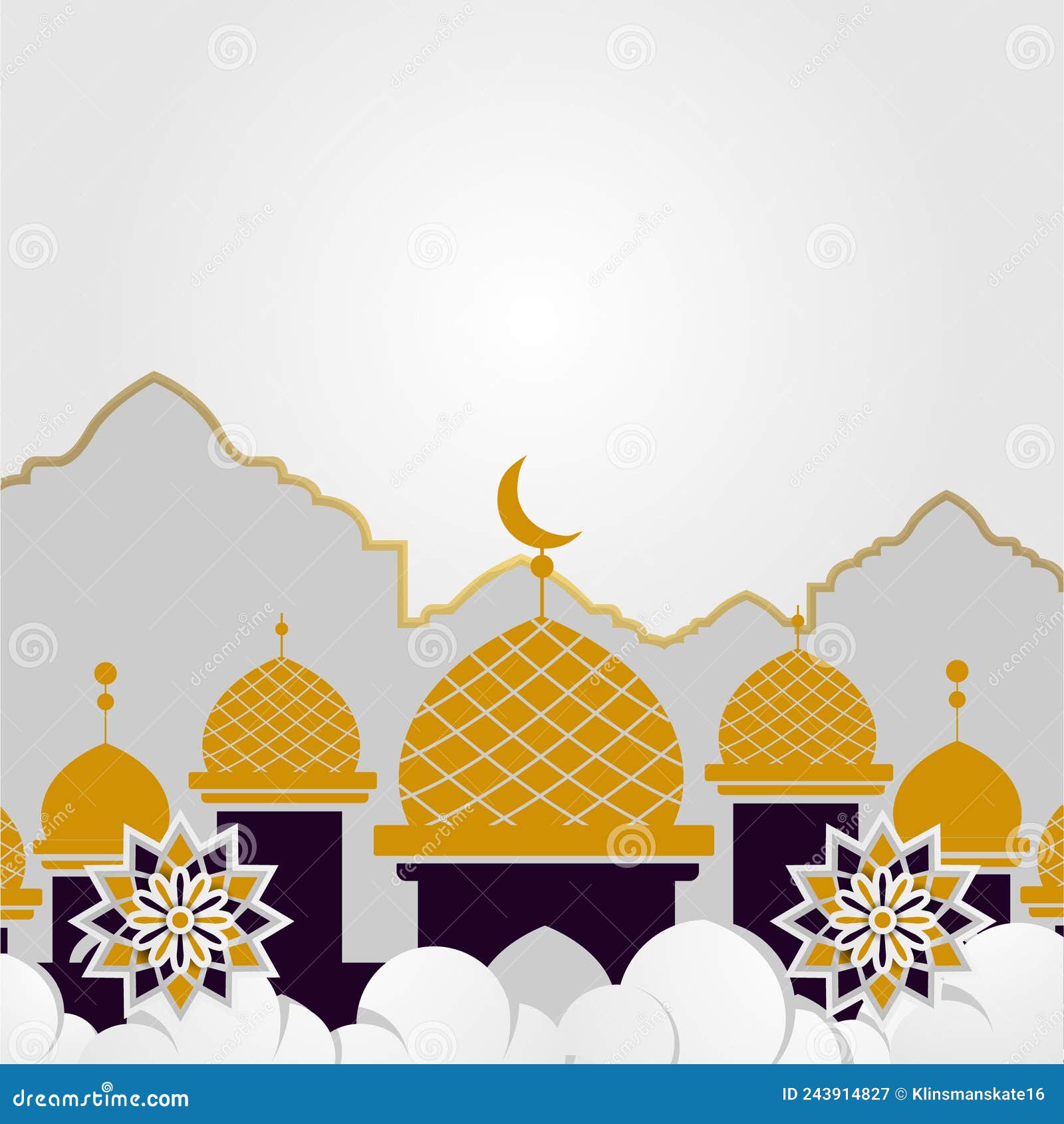 Blank Islamic Background For Eid Or Ramadan In Paper Style Cartoon ...