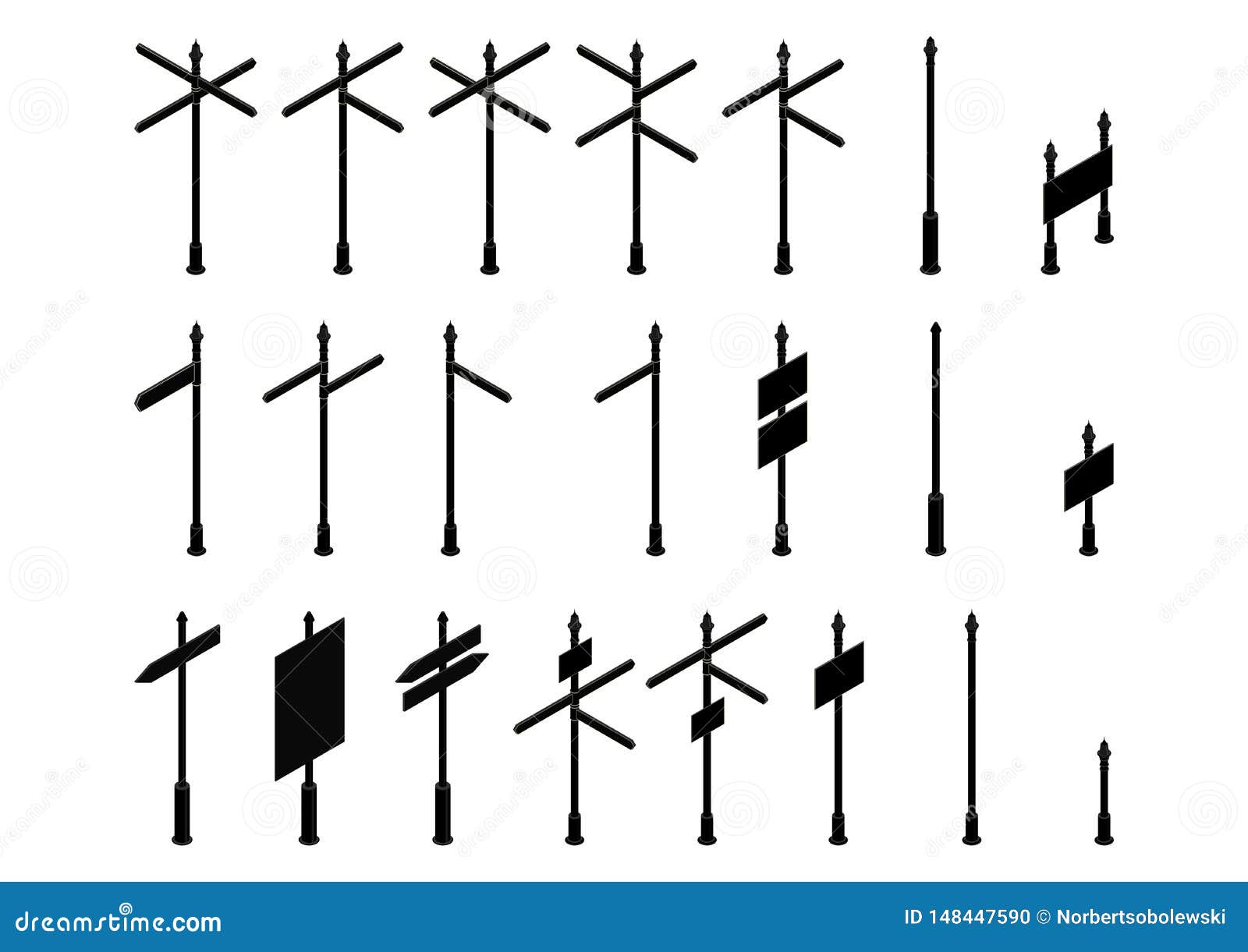 Blank Isometric Street Signs. Stock Vector - Illustration of outdoor ...