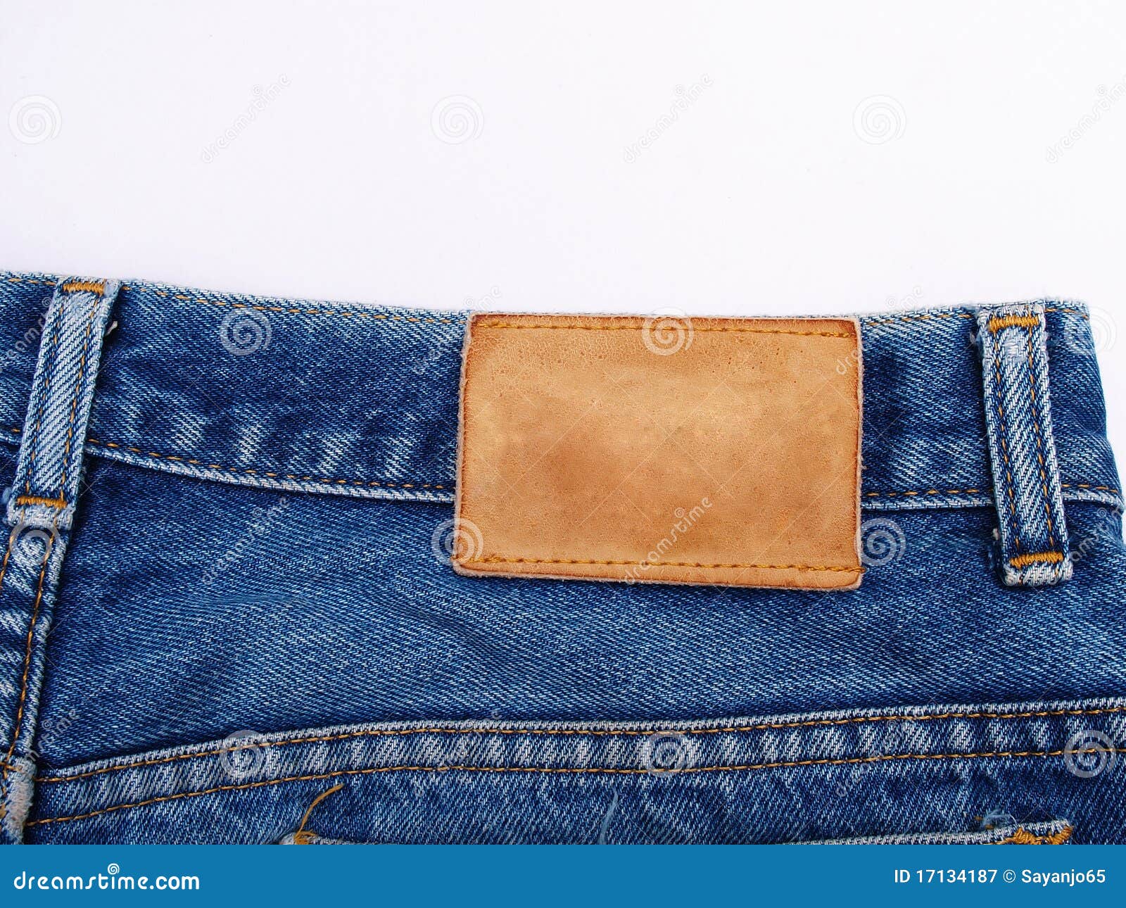 Blank Jeans Leather Label on Jean Fabric Stock Image - Image of pattern ...