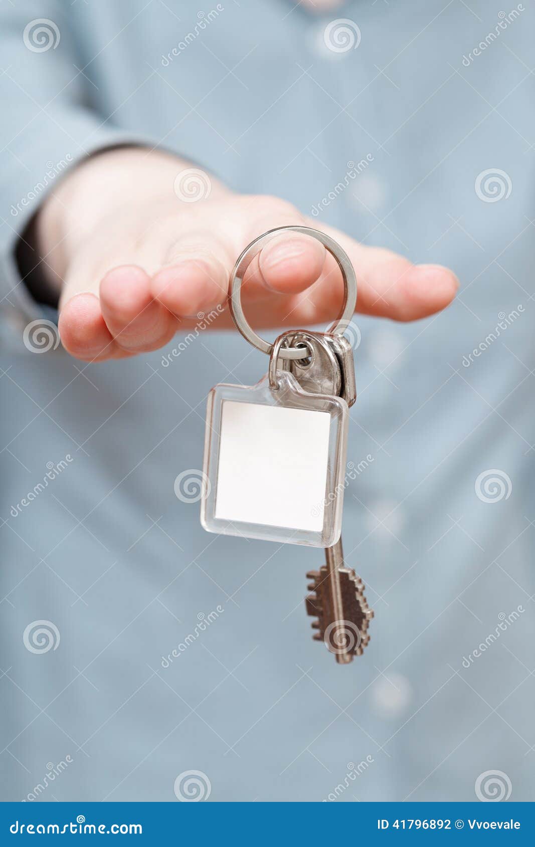 Blank Key Ring in Hand Close Up Stock Photo - Image of cuff, blue: 41796892