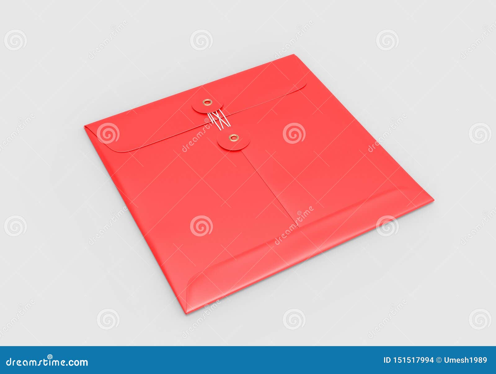 Blank Kraft Tie Button String Closure Envelope for Branding. 3d Render ...