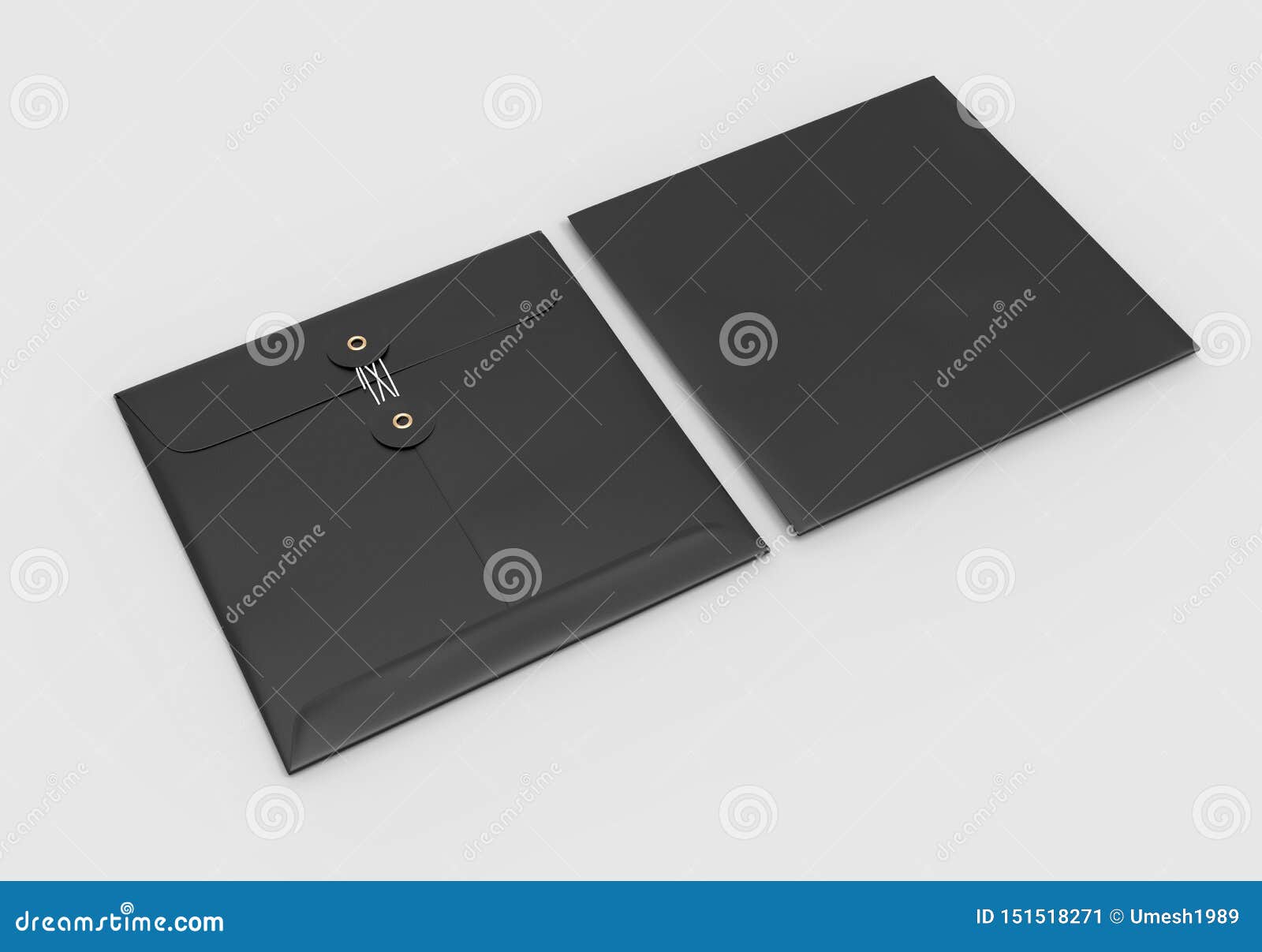 Blank Kraft Tie Button String Closure Envelope for Branding. 3d Render ...