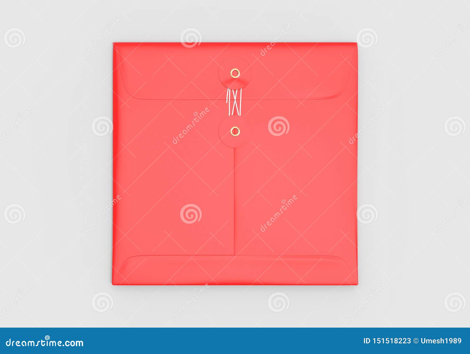 Blank Kraft Tie Button String Closure Envelope for Branding. 3d Render ...