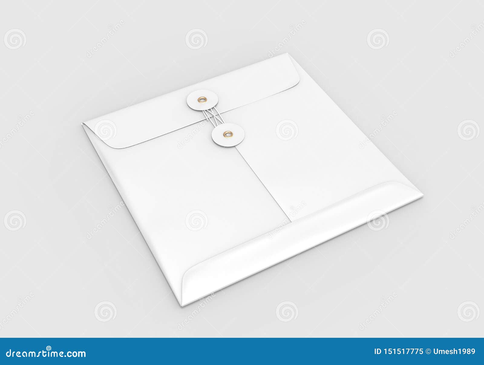 Blank Kraft Tie Button String Closure Envelope for Branding. 3d Render ...