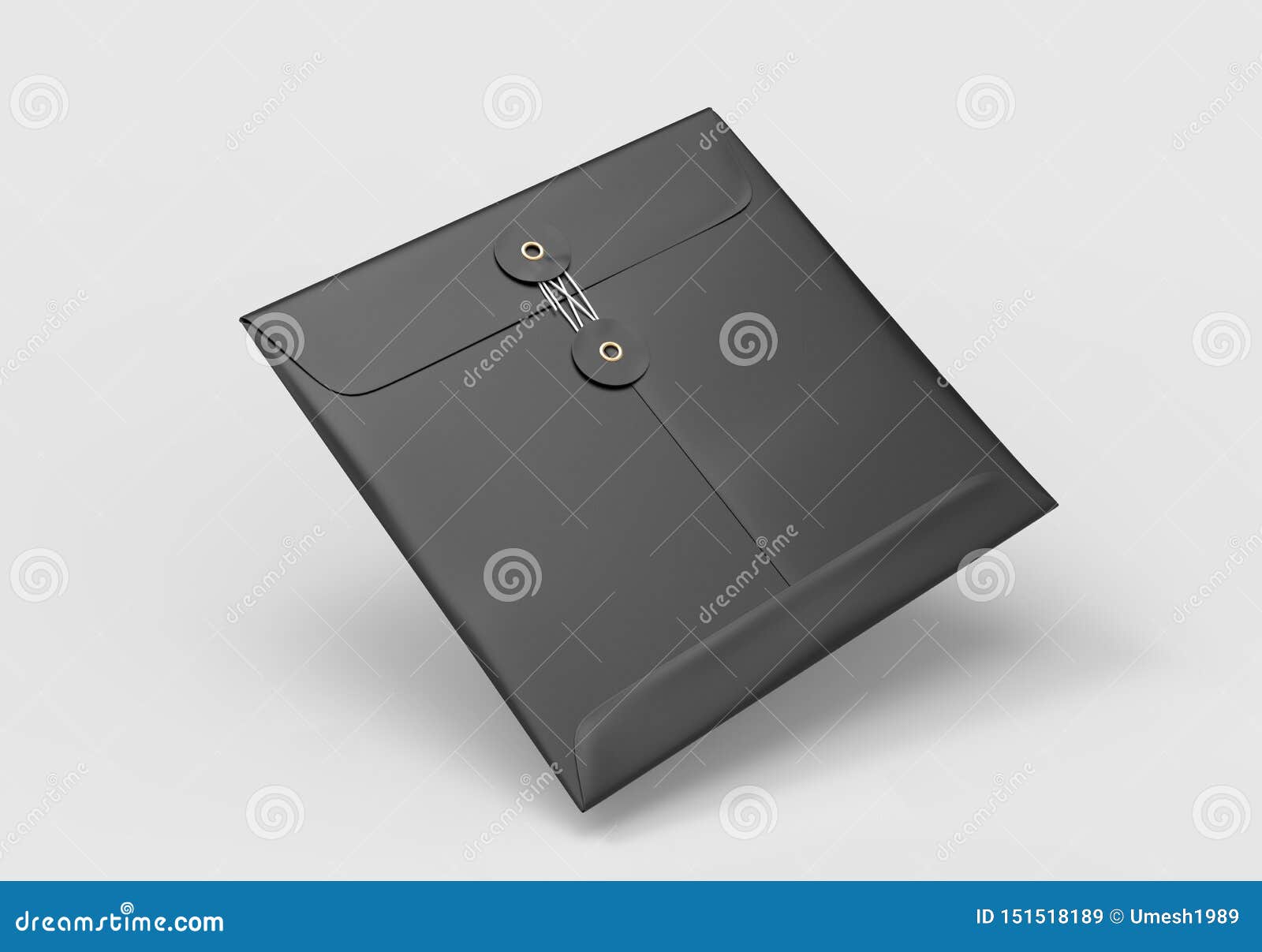 Blank Kraft Tie Button String Closure Envelope for Branding. 3d Render ...