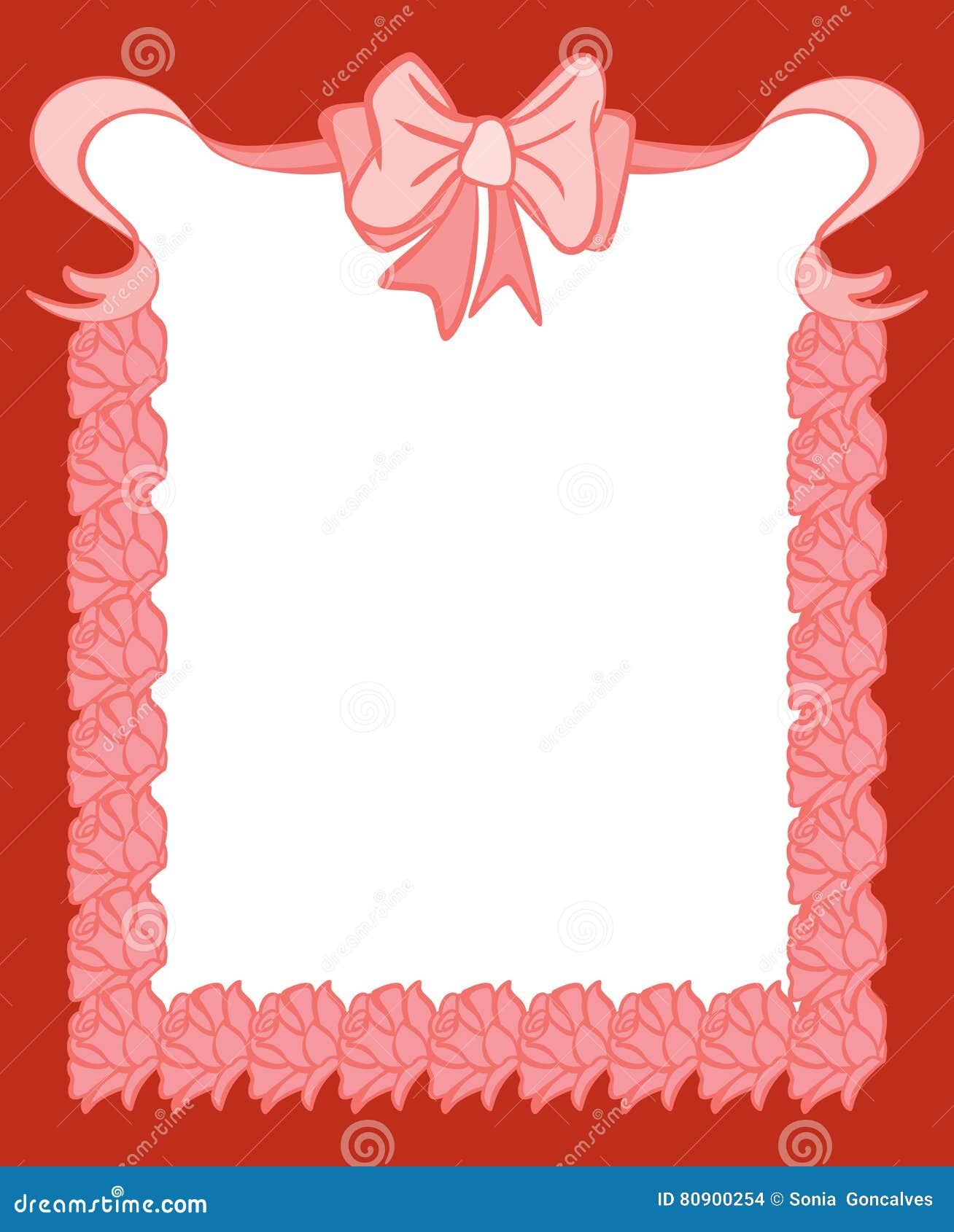 Blank Label with Loop Ribbon and Roses Stock Vector - Illustration of ...