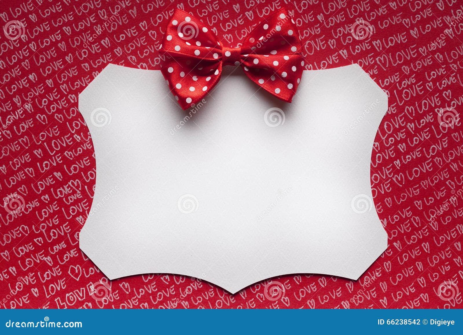 Blank Label and Red Bow on Paper Background Stock Photo - Image of ...