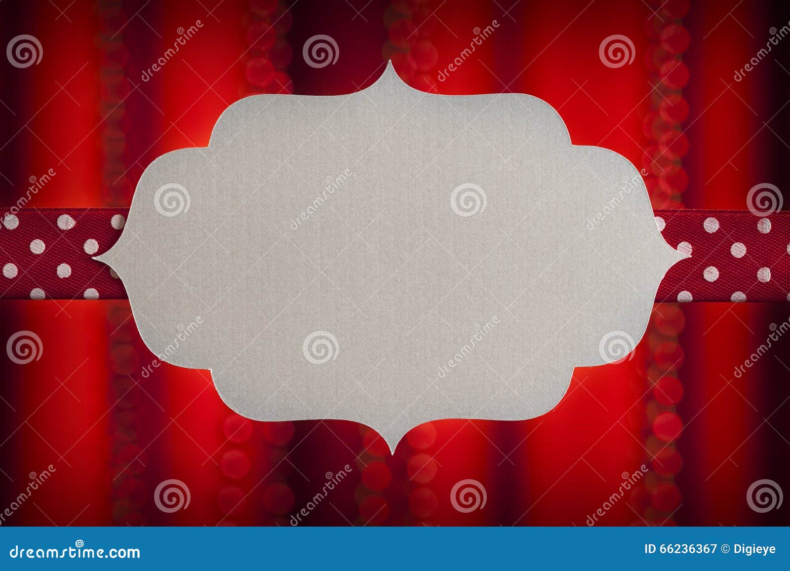 Blank Label and Ribbon on Red Background Stock Image - Image of ...
