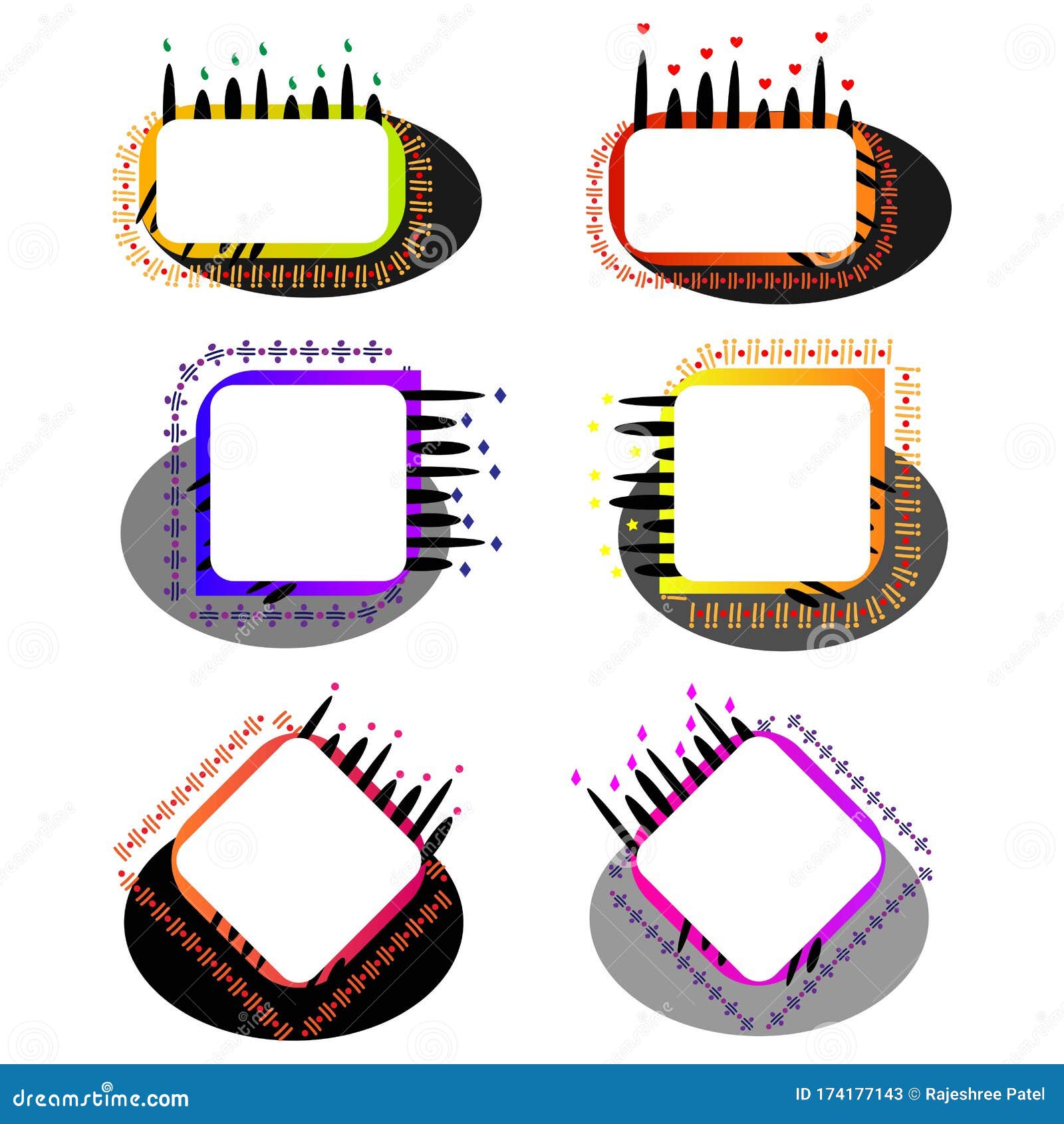 Blank Sticker Frames Collection of 6 Geometric Shape Gradient and ...