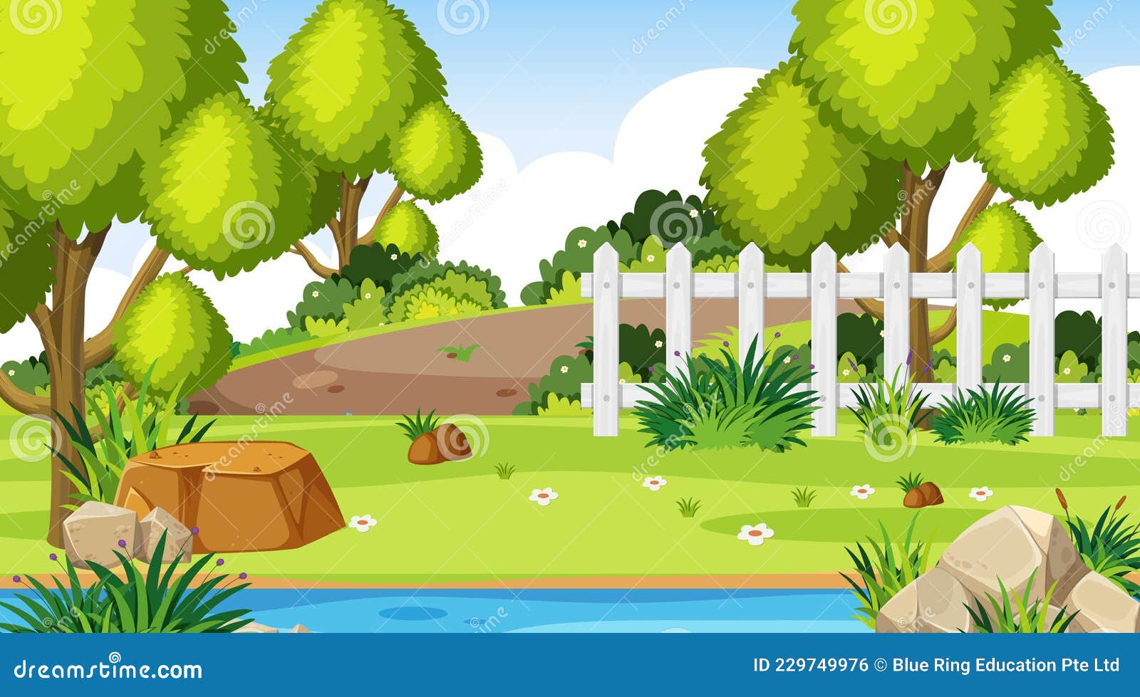 Blank Landscape Garden Scene with Many Trees Stock Vector ...