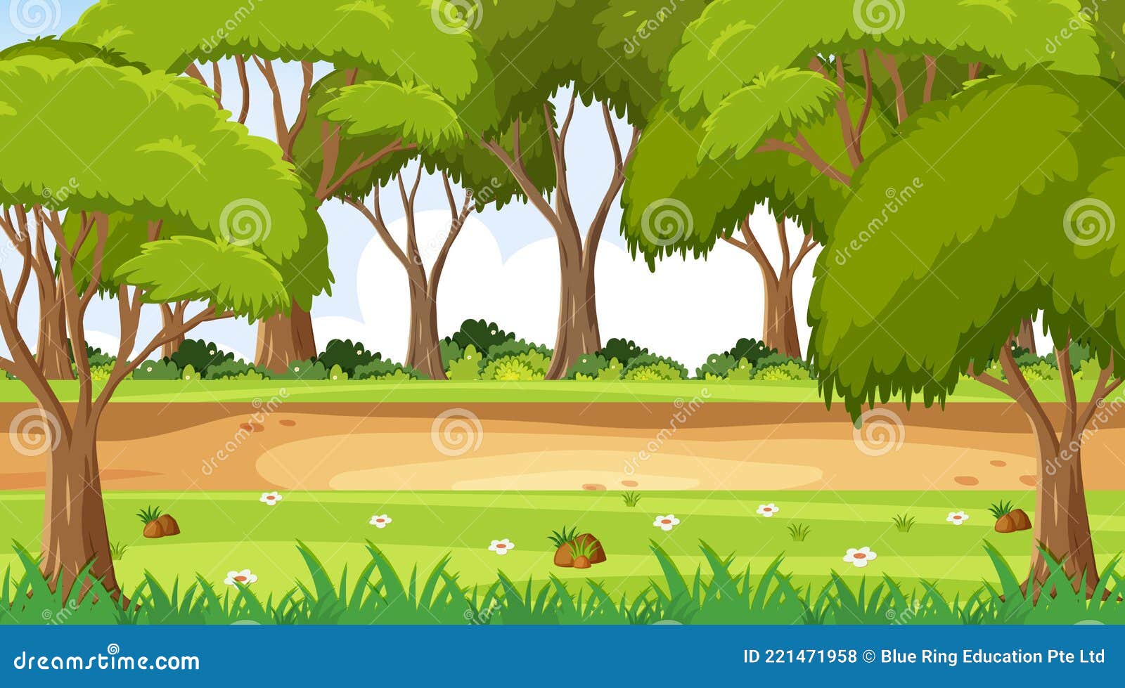 Blank Landscape Park Scene with Many Trees Stock Vector - Illustration ...
