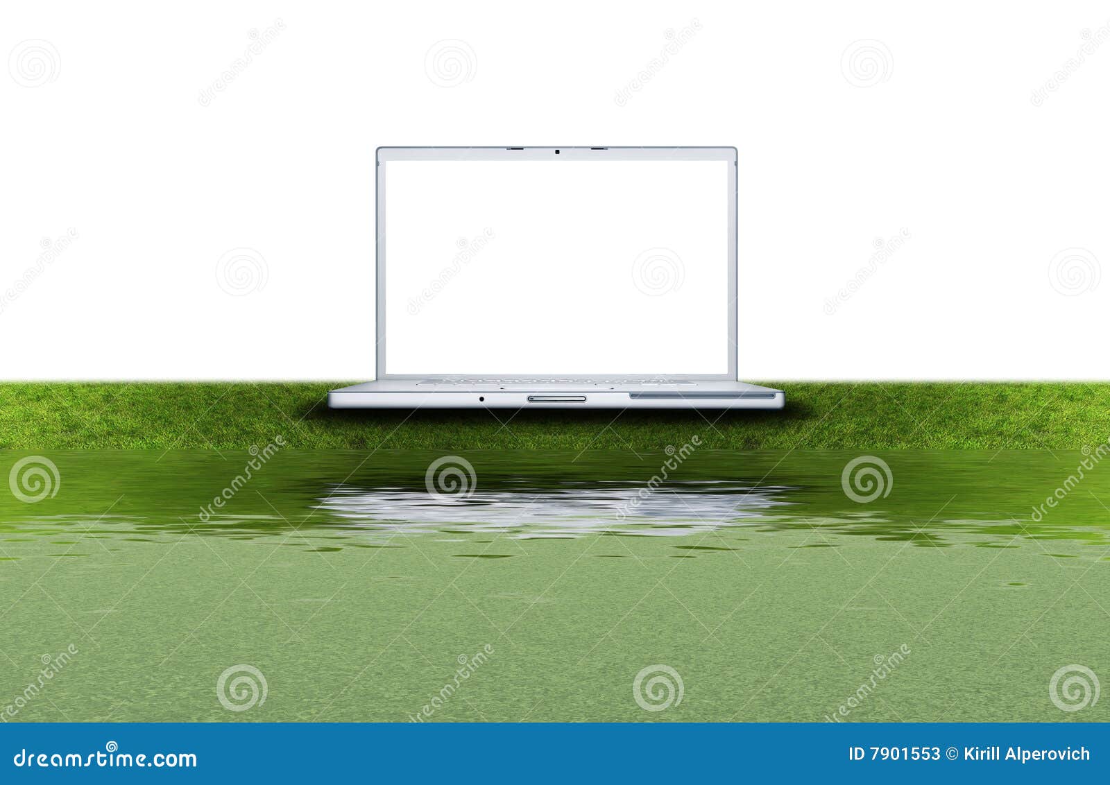Blank Laptop Computer on the Green Grass Stock Illustration ...