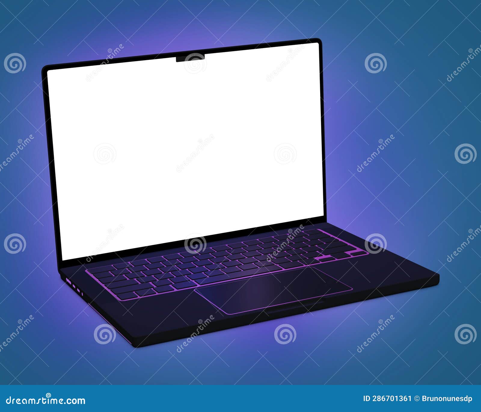 Blank Laptop Template Computer Isolated on a Blue Background Stock ...