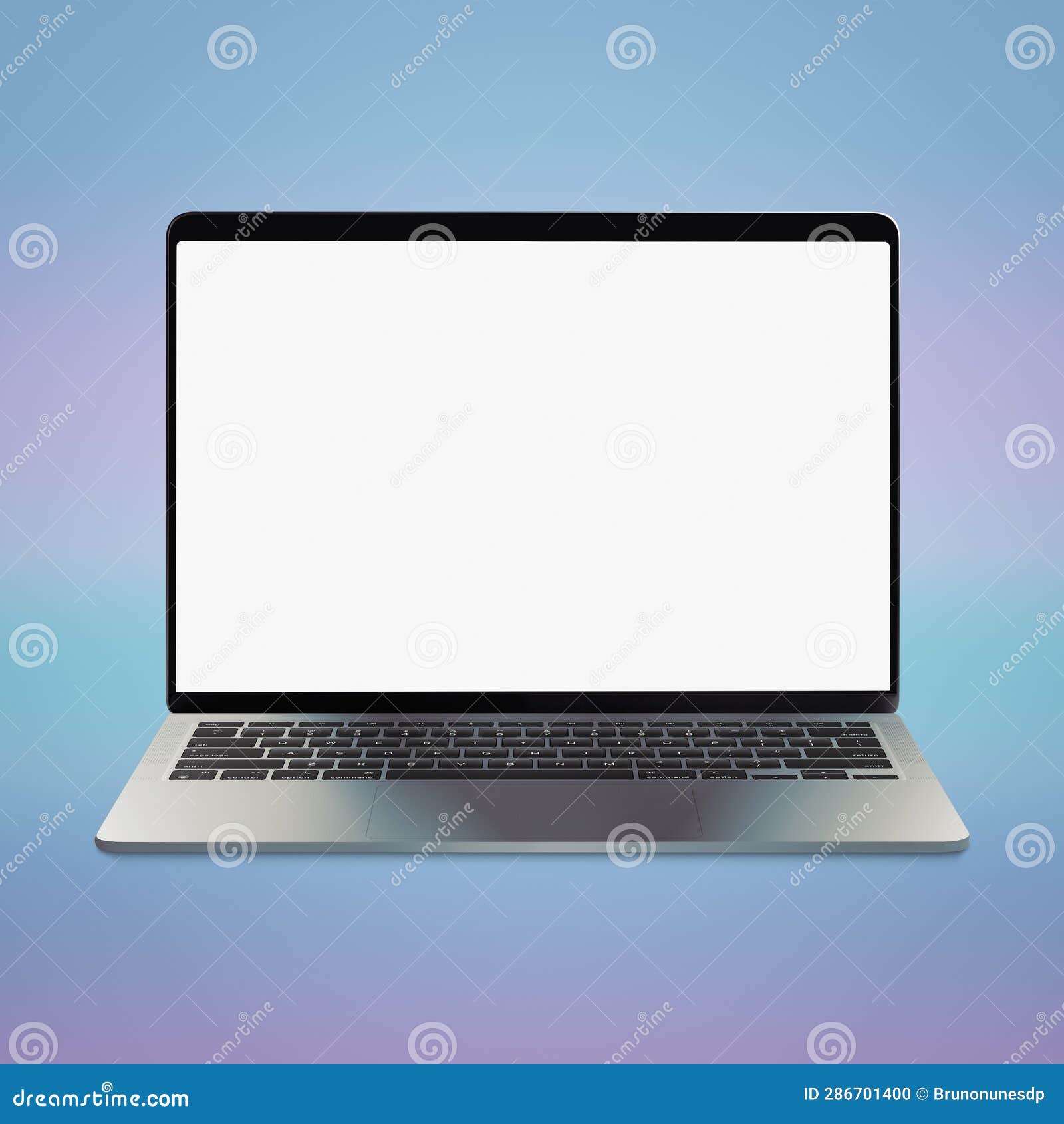 Blank Laptop Template Computer Isolated on a Blue Background Stock ...