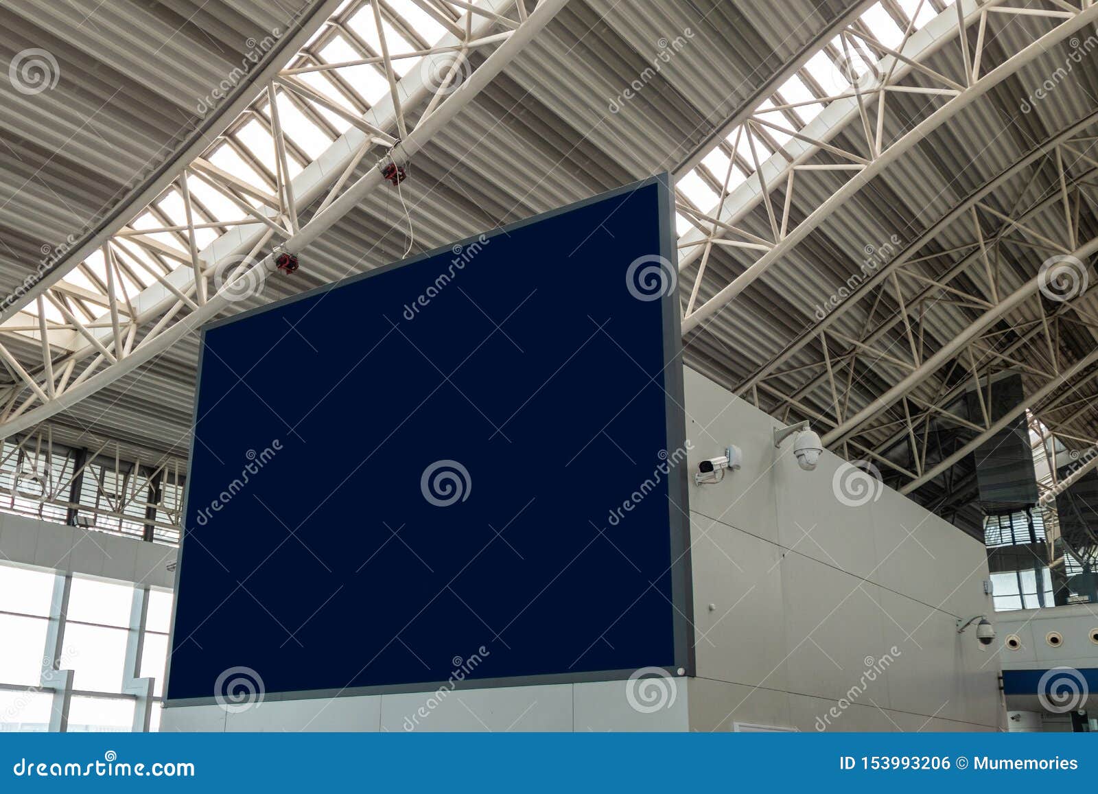 Blank Large Billboard with Camera Cctv in the Airport Stock Photo ...