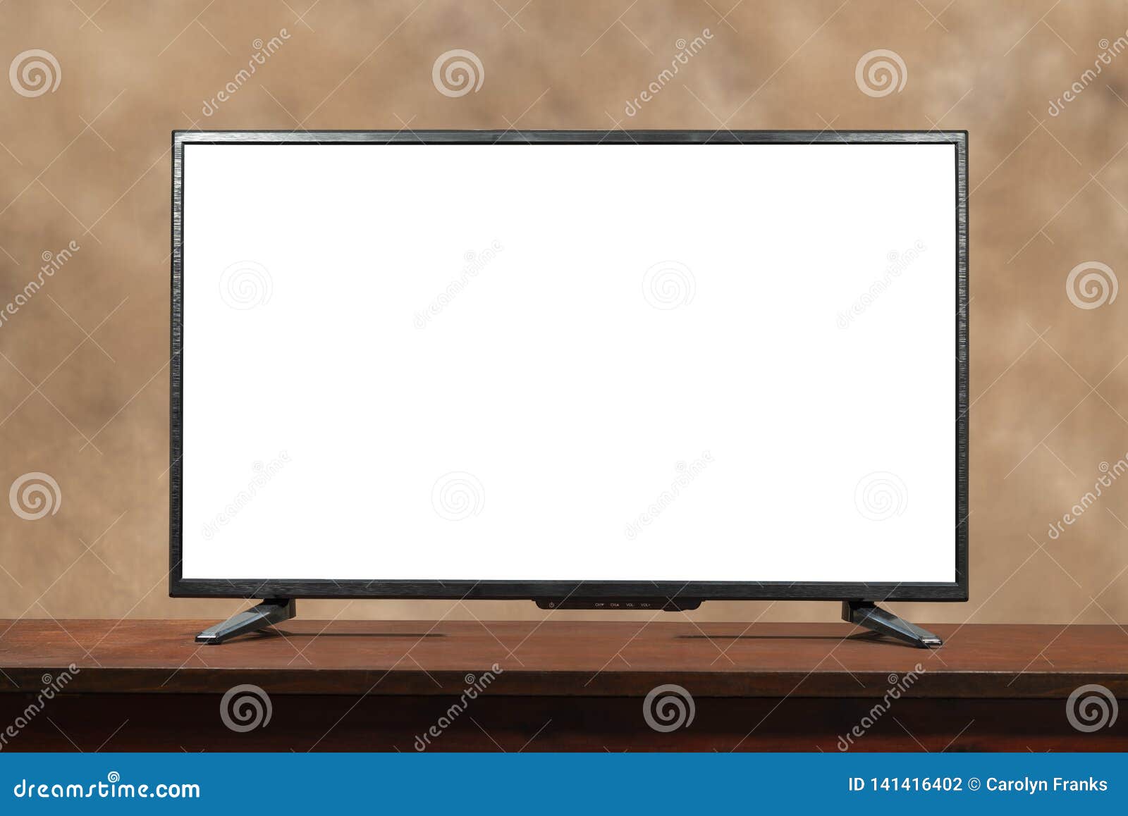 Blank Large Screen TV with Copy Space on Table Stock Photo - Image of ...